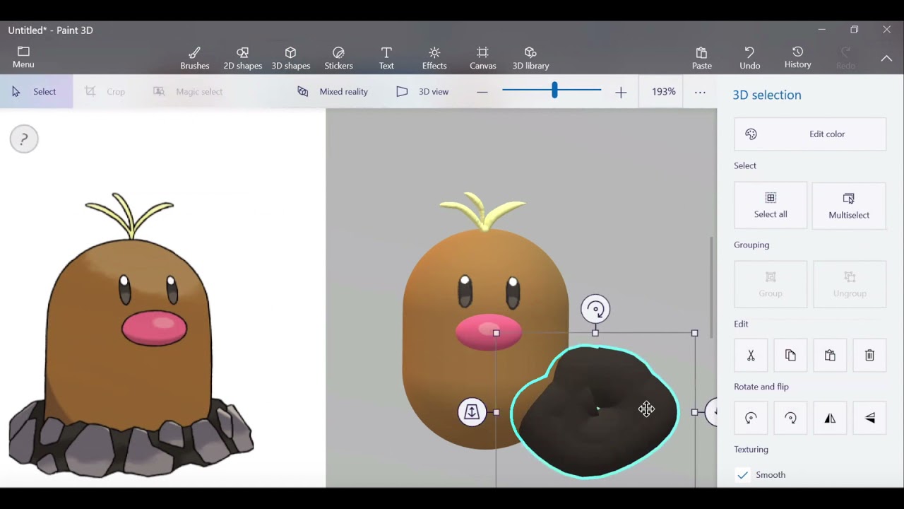 Paint 3D| How to draw Diglett (Super EASY) - YouTube
