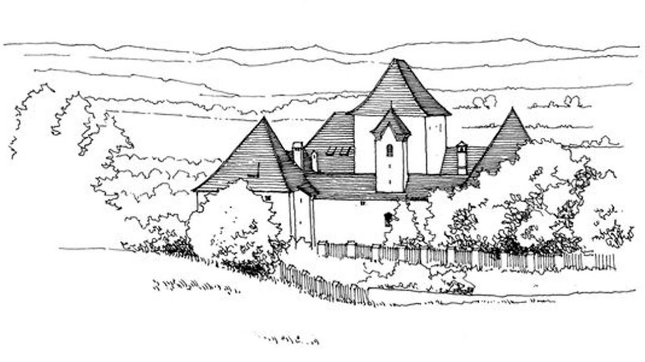 Pen Sketch Tutorial: Drawing a Beautiful Castle - YouTube