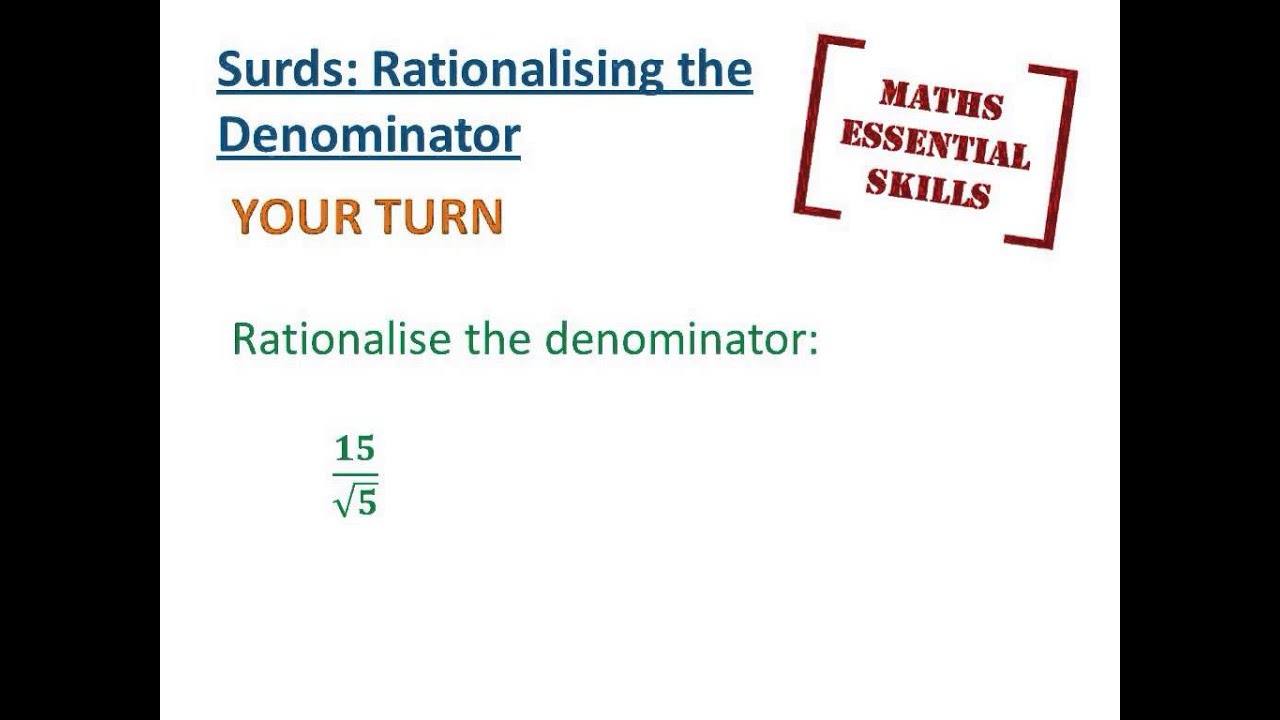 Surds - Rationalising the Denominator - YouTube