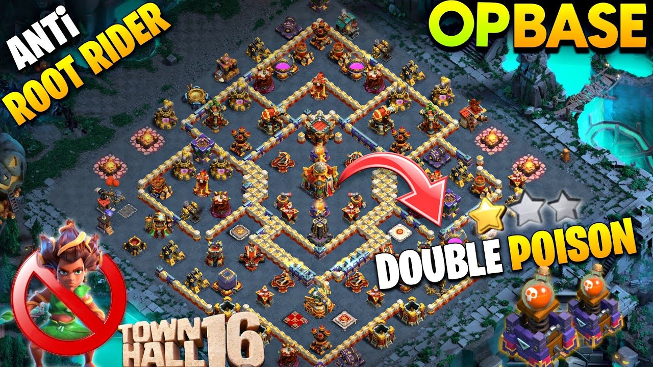 *TH16* NEW PUSH BASE LINK! ANTI 2 STAR WAR BASE LINK ! TH16 BEST PUSHING BASE! WAR BASE LINK ...