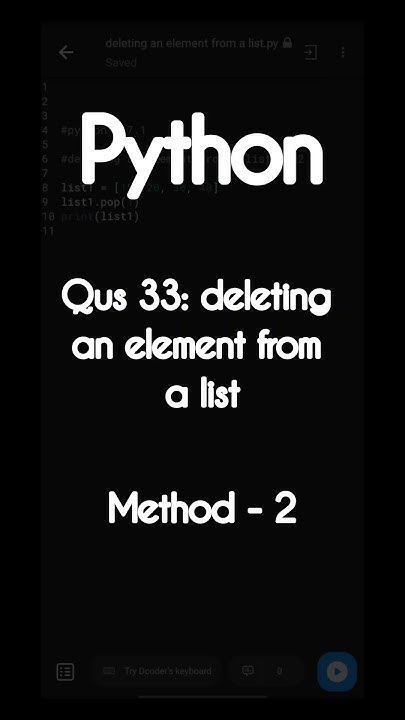 #33 deleting an element from a list #viralvideo #trending #shorts #reels #youtubeshorts #youtube ...