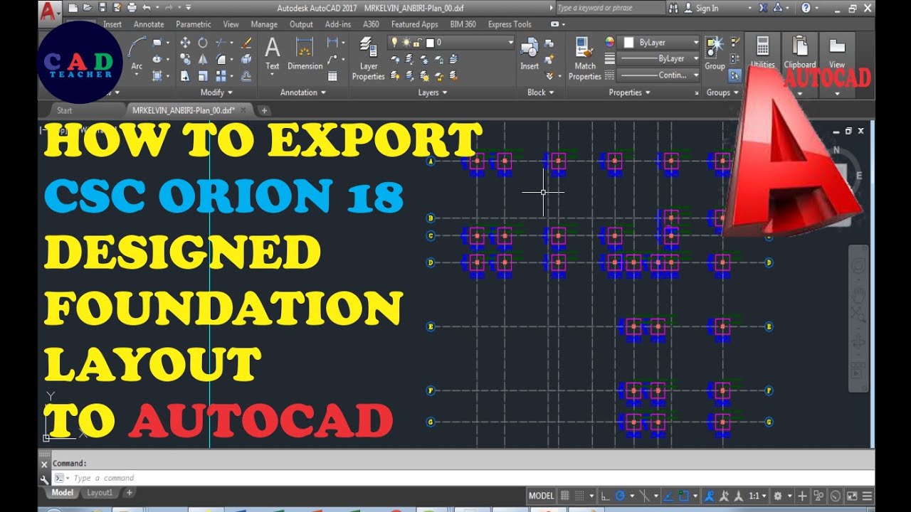 ORION 18 TUTORIAL: HOW TO EXPORT FOUNDATION LAYOUT TO AUTOCAD FROM ...