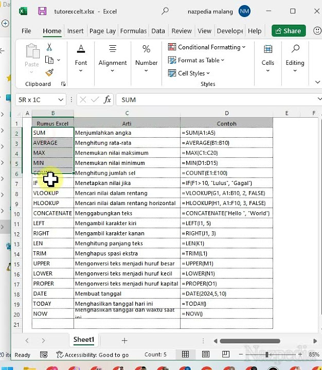 20 Rumus Excel Yg Harus Kalian Pahami Untuk Pemula Exceltips Excelpemula Tutorialexcel Youtube
