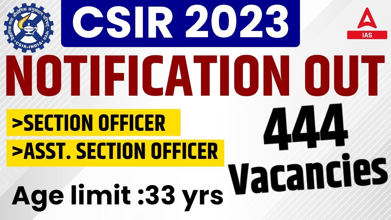 CSIR Recruitment 2023 | CSIR SO & ASO Notification | Syllabus, Salary ...