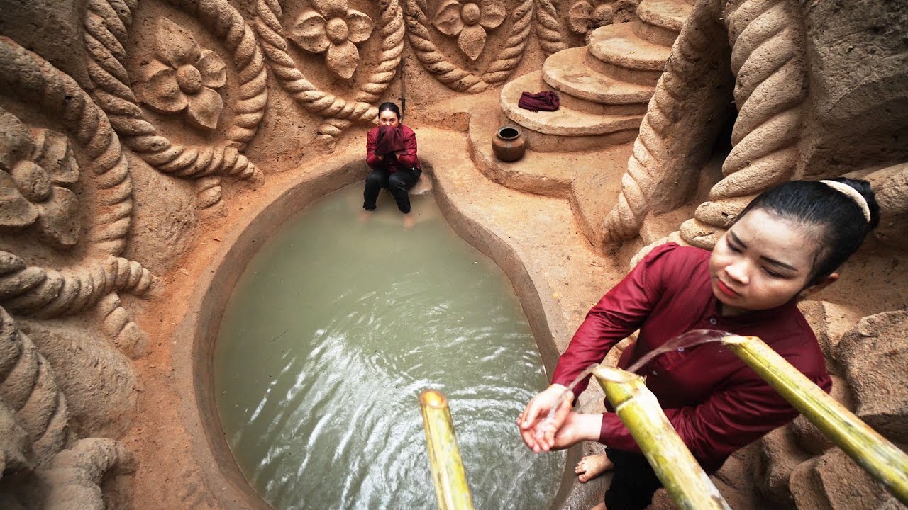 Build Private Underground Swimming Pool by Ancient Skills - YouTube