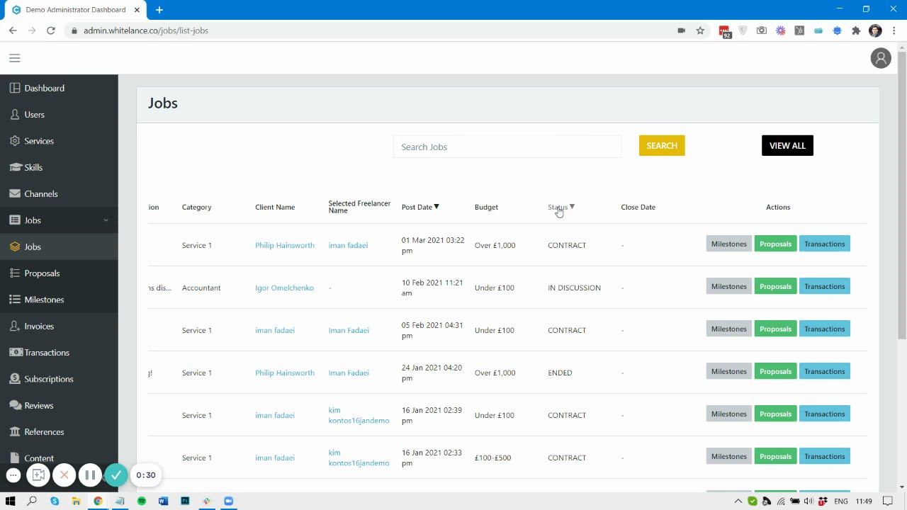 Admin Dashboard: Jobs, Invoices, Transactions - YouTube