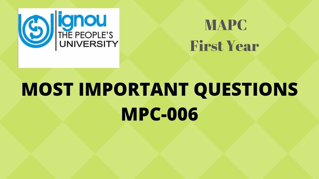 Most Important Questions MPC-006 - YouTube