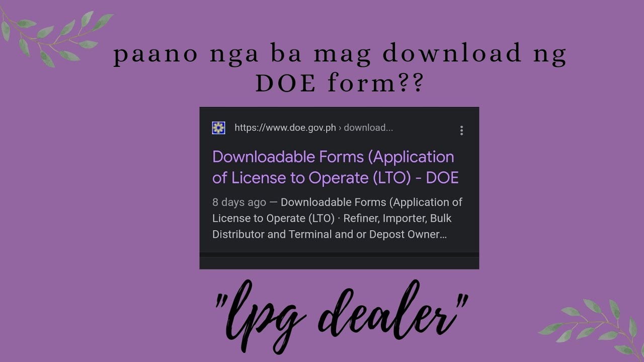 PAANO I DOWNLOAD ANG FORM NG DOE (FOR LPG DEALER FORM) - YouTube