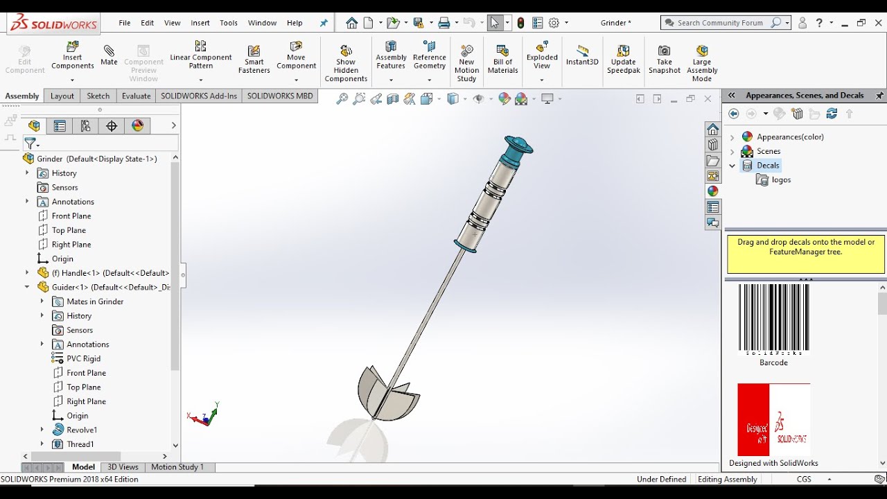 How to design Manual blender tutorial on solidworks. - YouTube