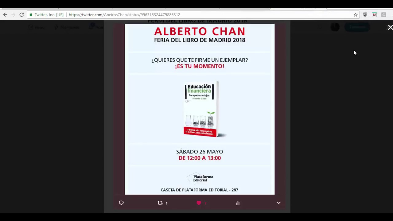 Firma de Libro Sábado 26 MADRID 2018- ALBERTO CHAN - YouTube