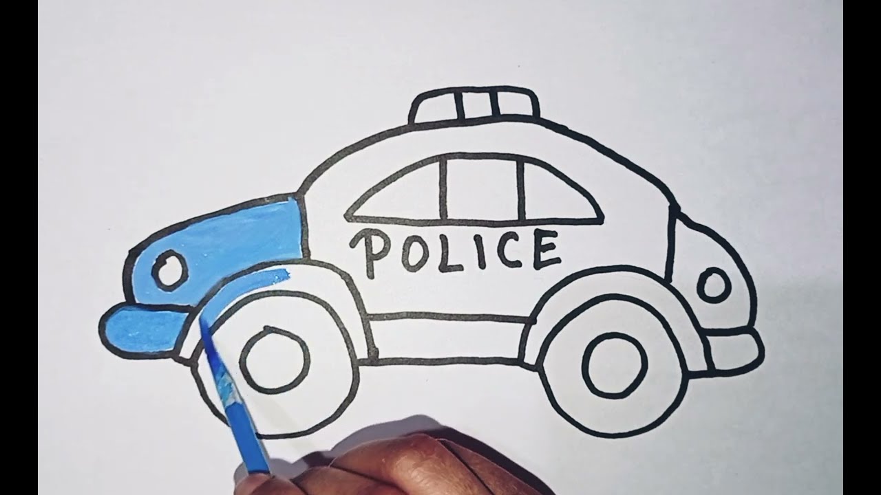 How to Draw cute and easy Police Car | Easy Drawing, Painting and ...