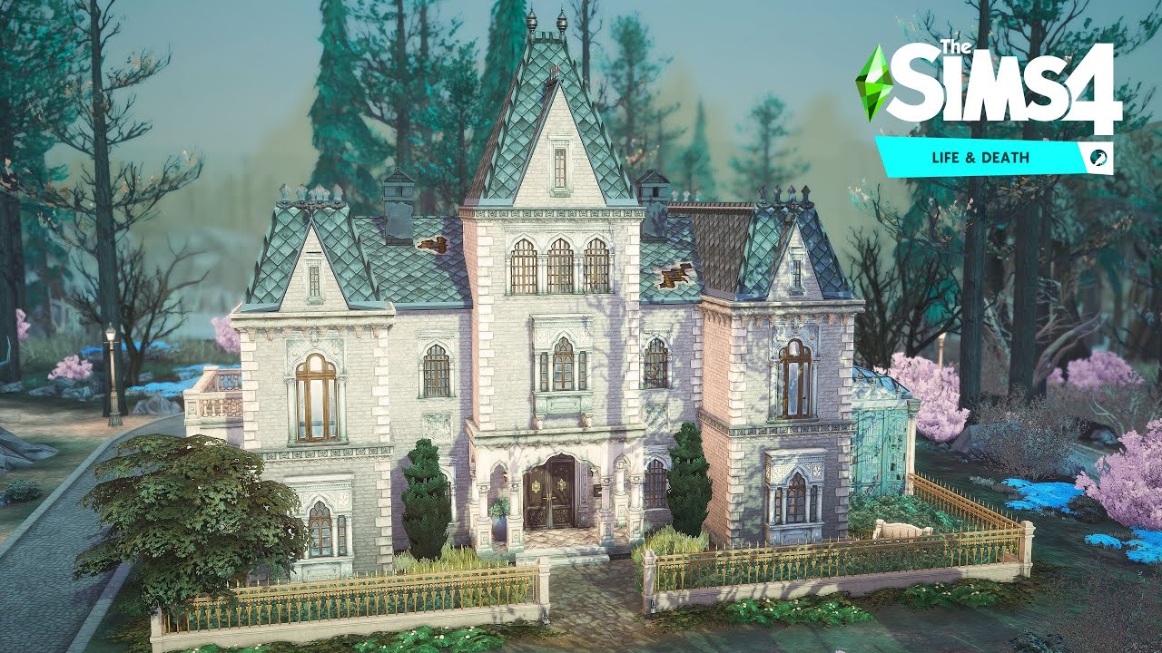 HAUNTED HOUSE (no CC) | The Sims 4 Life & Death | Sims 4 Speed Build ...