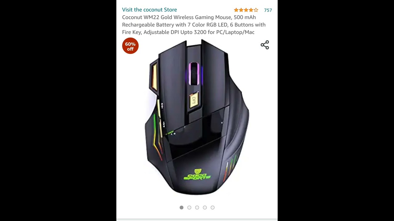 Coconut WM22 Gold Wireless Gaming Mouse Available In Amazon Update ...