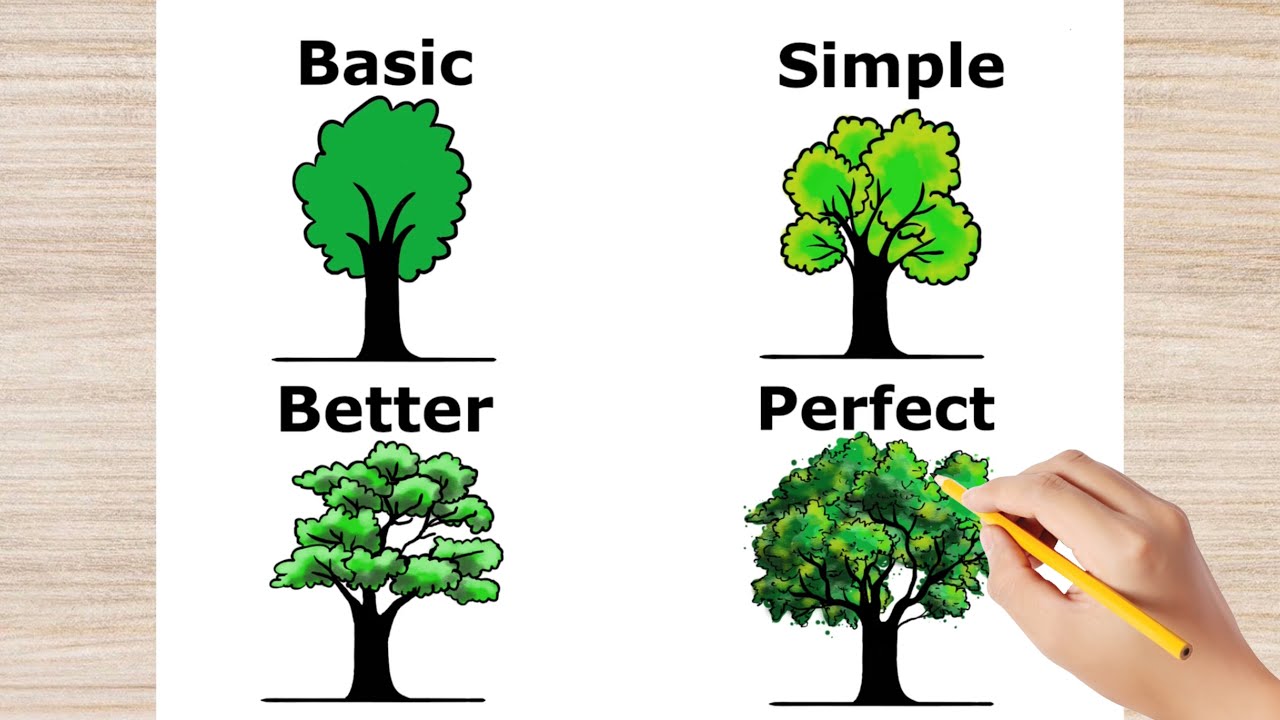 How to Drawing A TREE WITH LEVEL - YouTube