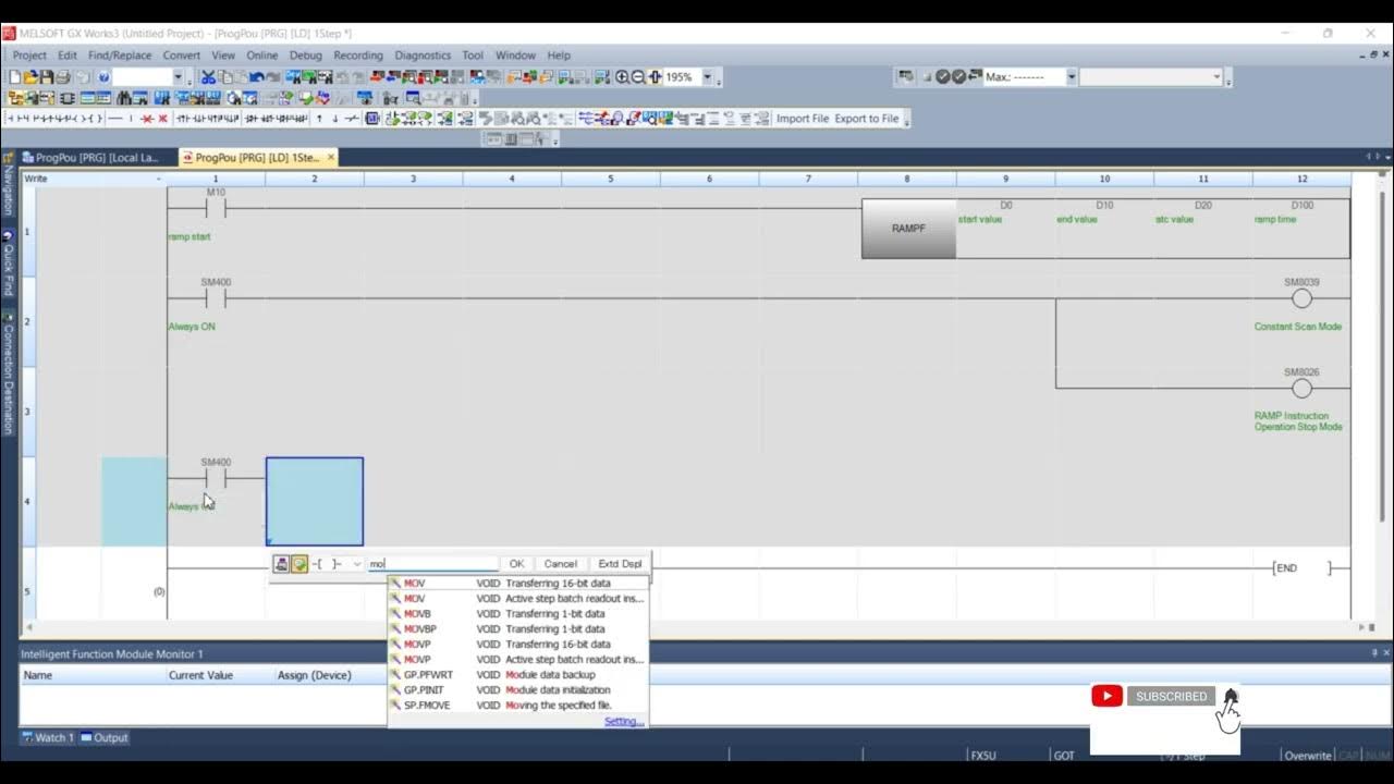 How to Use RAMP Instruction With FX5U PLC GX Works3 ||Sample Video - YouTube