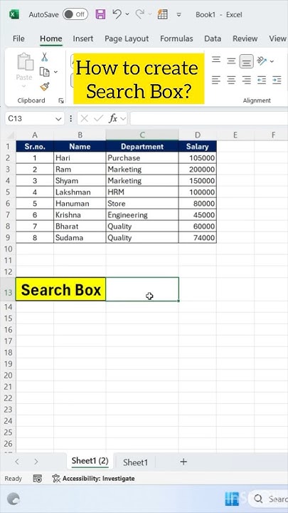Create Search Box Fast in Excel #excel #exceltips - YouTube