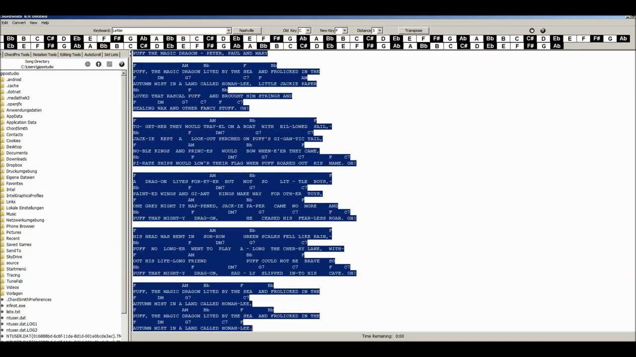 Transpose Word Document Lyrics into another Key - YouTube