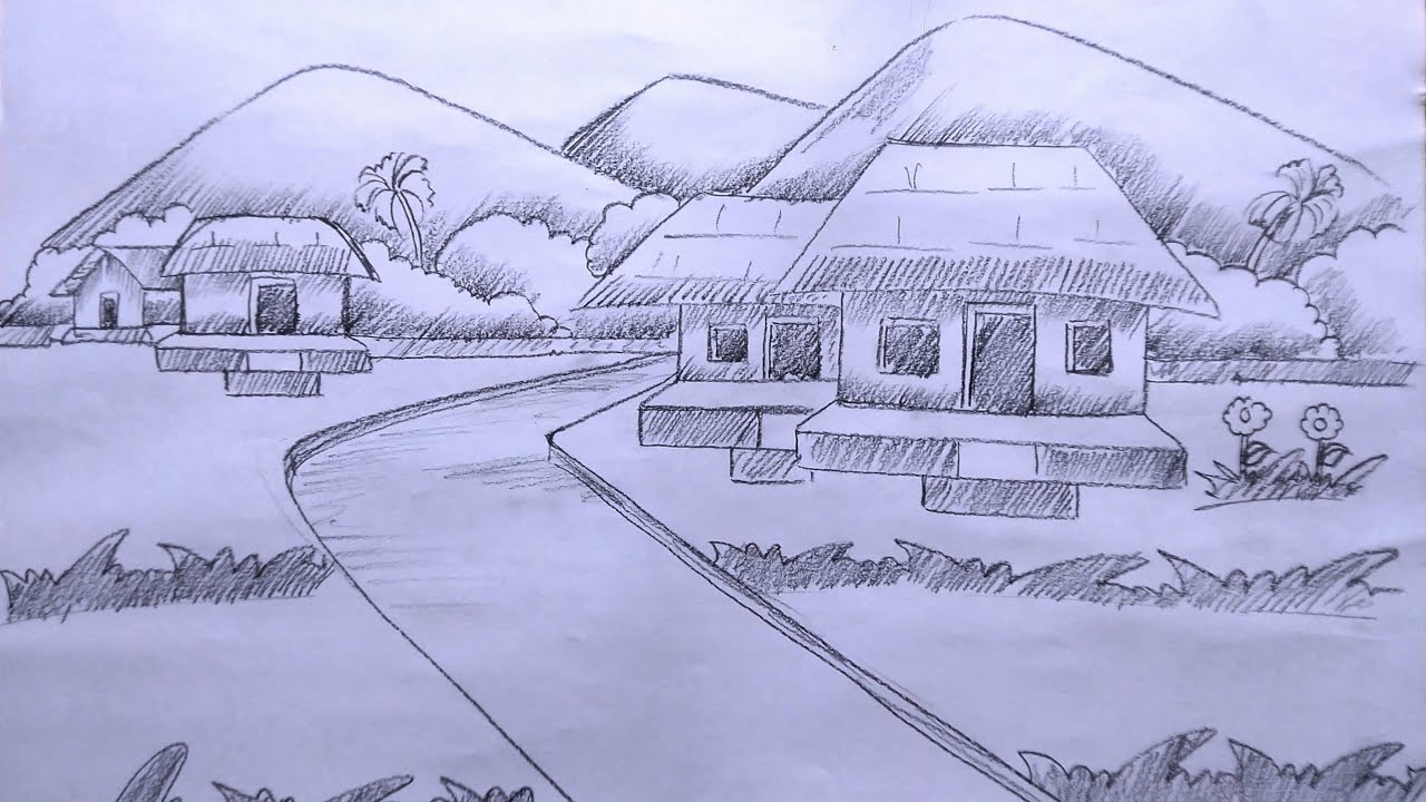 খুব সহজেই পেন্সিল স্কেচ ছবি আঁকা। how to draw and sketch drawing with ...