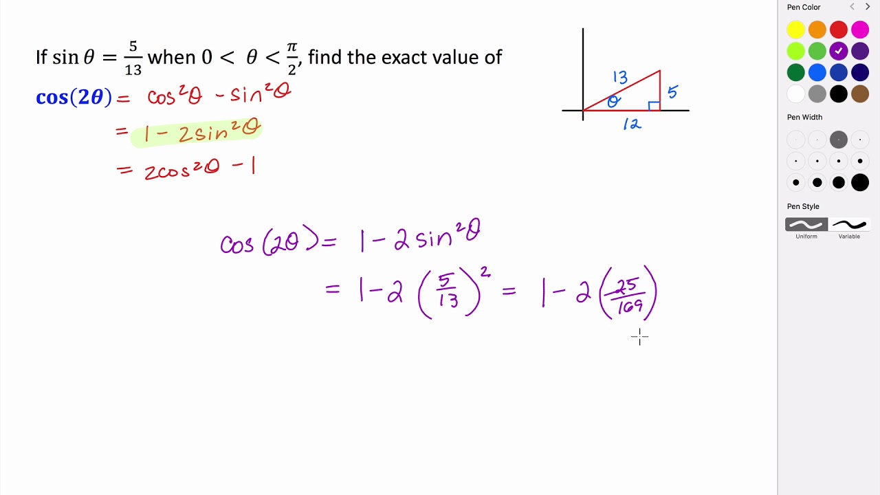 Finding Exact Values Using the Double-Angle Formula - YouTube