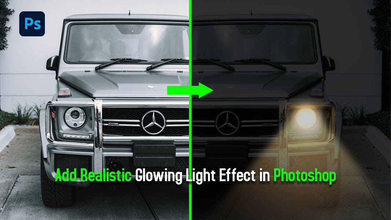 Turn on Car headlights in photoshop | Add Realistic Glowing Light ...