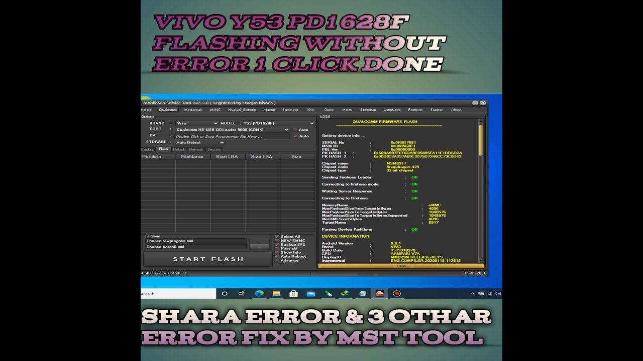 vivo y53 PD1628f QFIL Flash Tool Sahara Fail Error &othar error ...