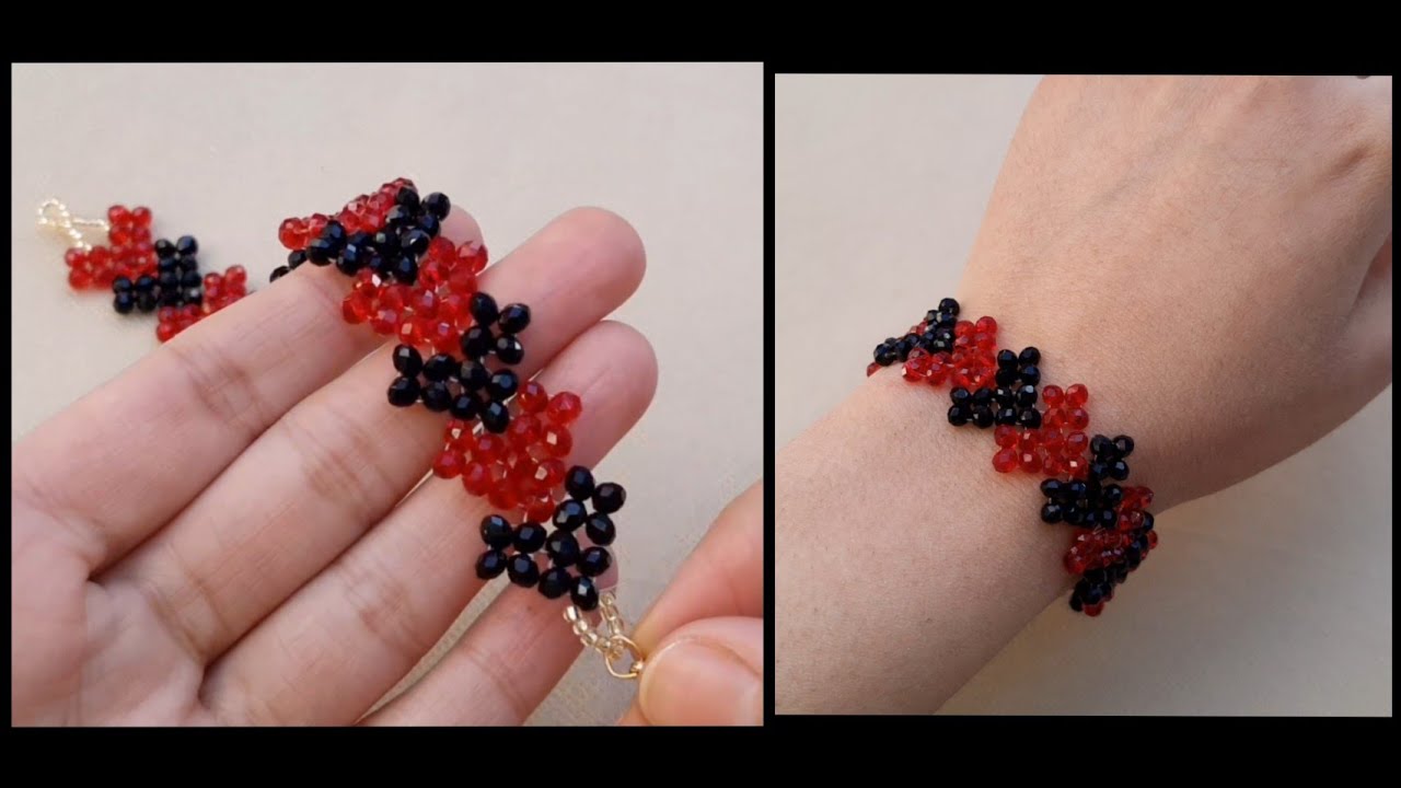 How to make beaded heart bracelet 🖤Valentine's day bracelet. simple and ...