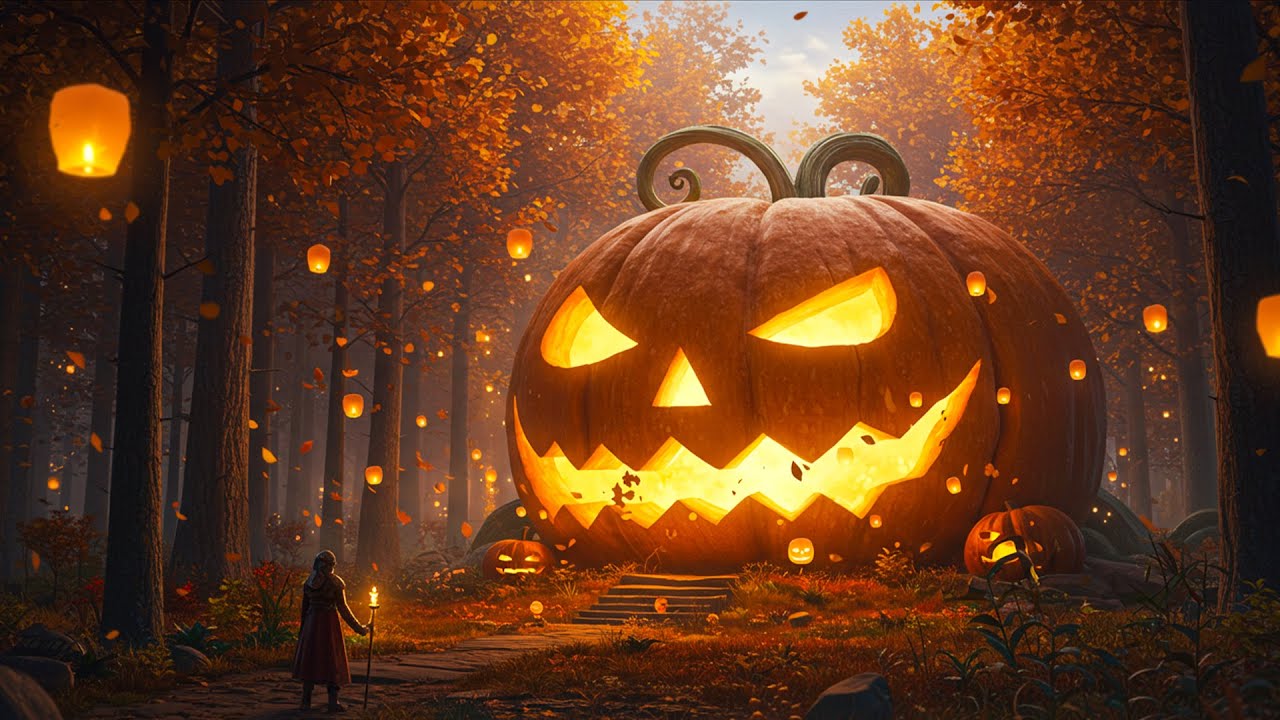 Relaxing Halloween Ambience 🎃 Haunted Autumn House 👻 Spooky Sounds ...