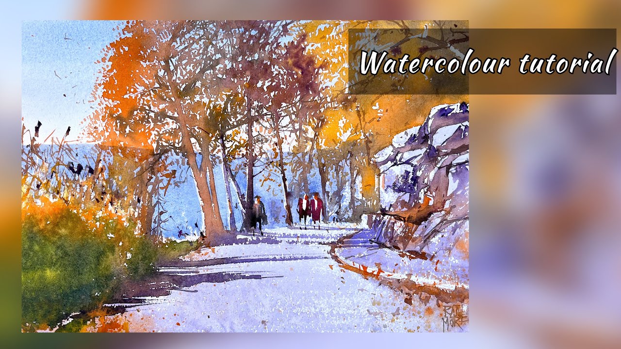 Easy Watercolor Painting: Autumn Trees and Countryside I Watercolor ...