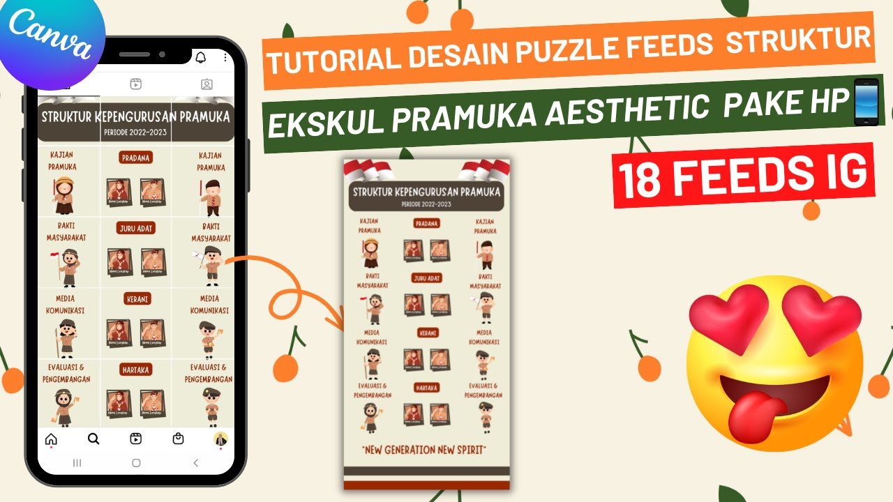 CARA MEMBUAT DESAIN PUZZLE FEEDS EKSTRAKULIKULER PRAMUKA DI CANVA CUMA ...