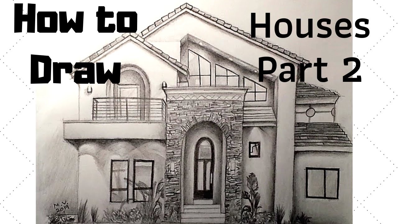 How to Draw a House with Arches (Freehand) - YouTube
