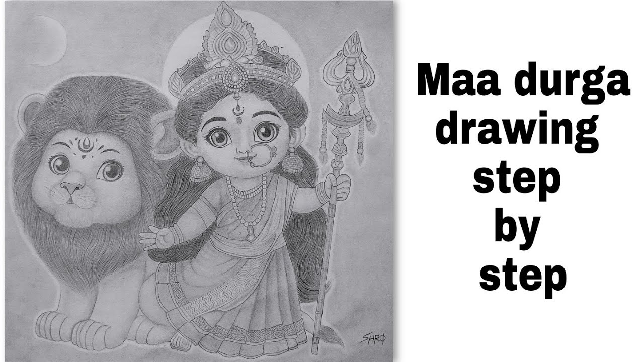 Maa durga drawing | Navratri status | Maa durga sketch | Maa ambe ...