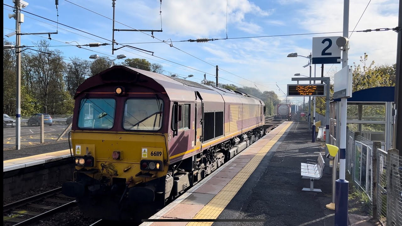 EWS 66119 passes Longniddry with 4S99 Tees to Grangemouth #train # ...