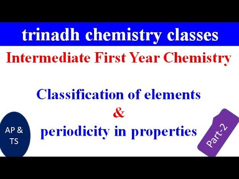 Intermediate First Year Chemistry Classification of elements ...