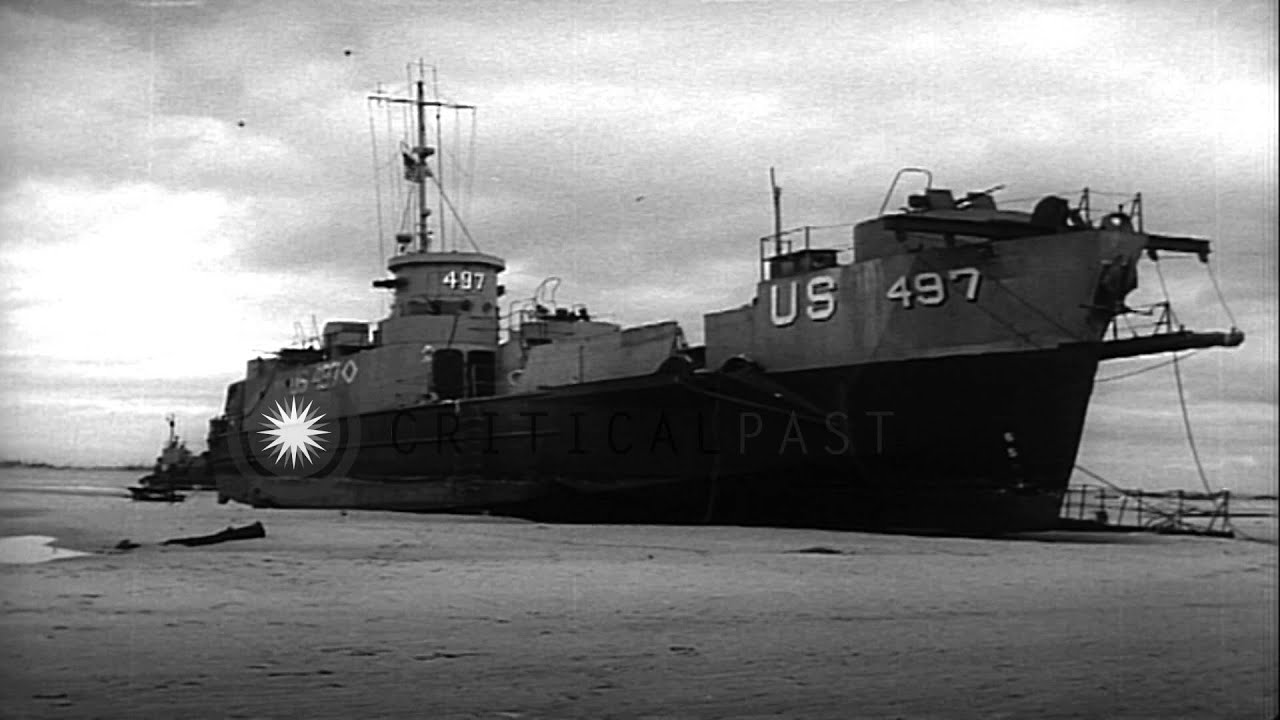 American LCI(L) 497 beached in Normandy, France during World War 2 HD ...