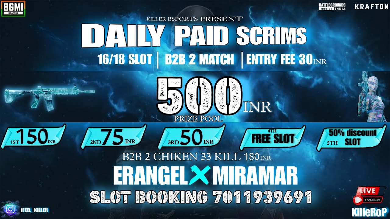 PAID SCRIMS DAILY PRIZE POOL 500 FEE 30 ROAD TO 2K SUBSCRIBE KilleRoP ...