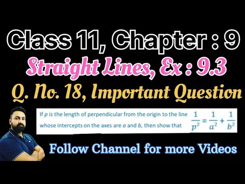 Class 11, Maths, Chapter : 9 (Straight lines), Ex: 9.3, Q.no.18 ...