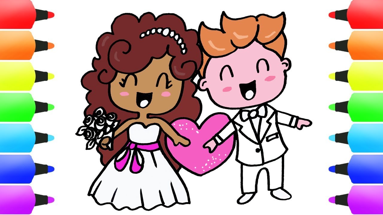 HOW TO DRAW BRIDE AND GROOM | Perfect Wedding Card or Gift! Cute and ...