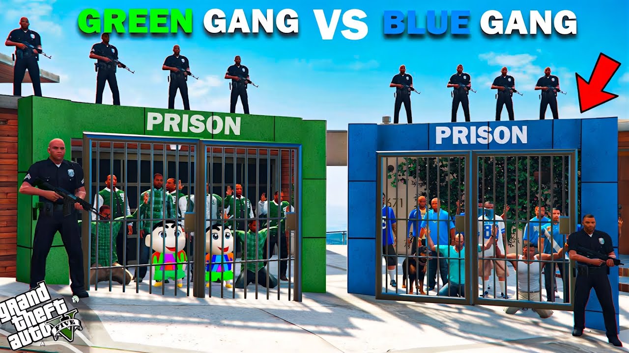 Franklin Blue Gang VS Shinchan Green Gang Arrested In Prison In GTA 5 ...