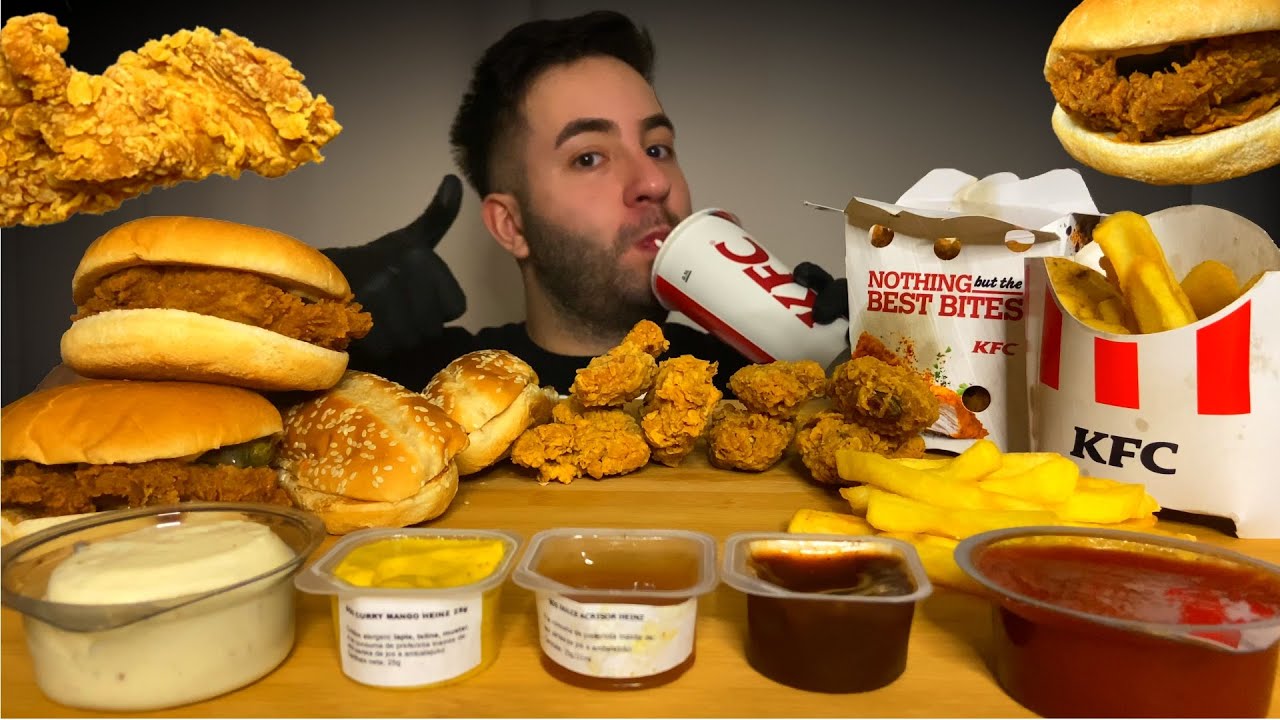 ASMR MUKBANG KFC FRIED CHICKEN & CHICKEN SANDWICHES & CRISPY STRIPS (No ...
