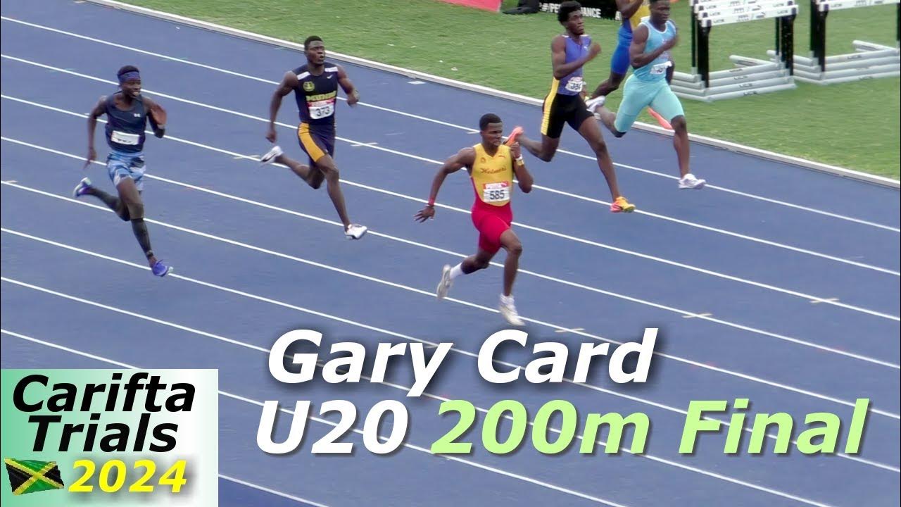 Gary Card | Johan-Ramaldo Smythe | Romario Hines | Boys U20 200m Final | Carifta Trials Jamaica ...
