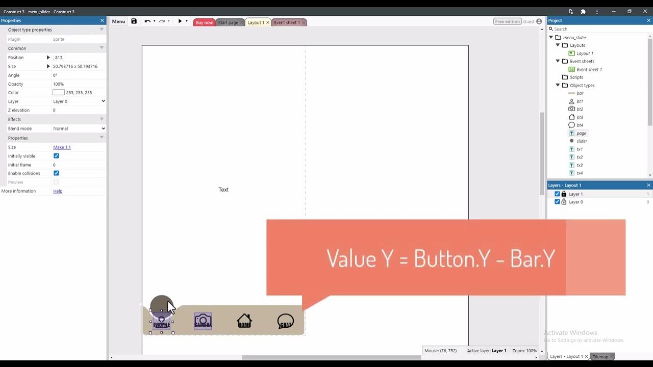 SLIDE MENU CONSTRUCT 3 - YouTube