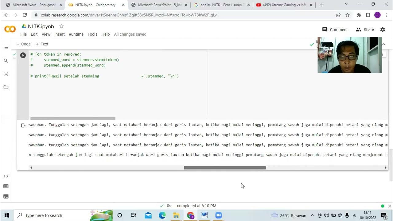 Stemming kata menggunakan bahasa python (Google Colab) - YouTube