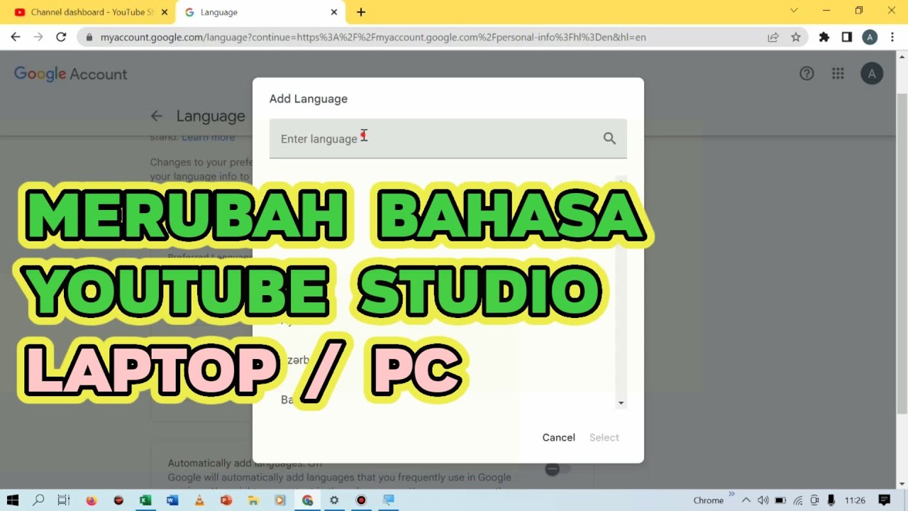 Tutorial Mengganti Bahasa di Youtube Studio PC / Laptop - YouTube