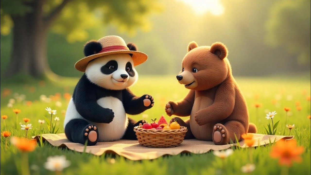 Panda’s Picnic with Bear | Cute Rhyming Animal Poem - YouTube