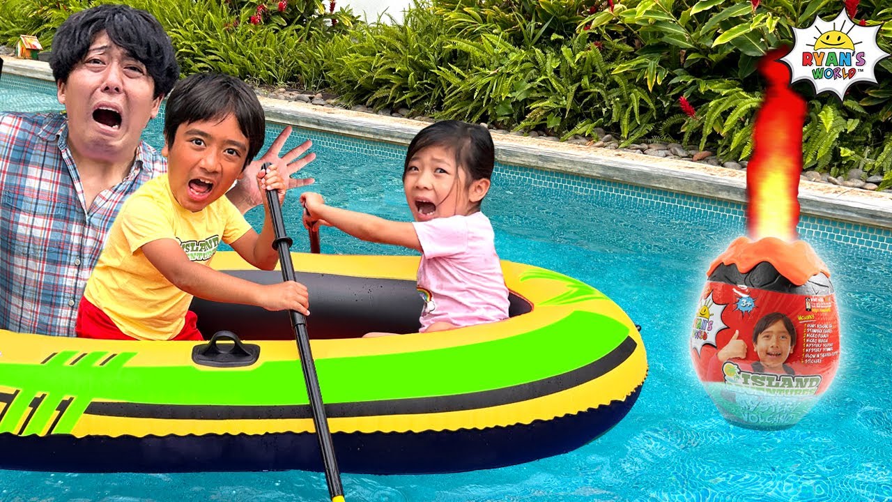 Ryan's Island Adventure with Sister saving the Volcano Egg! - YouTube
