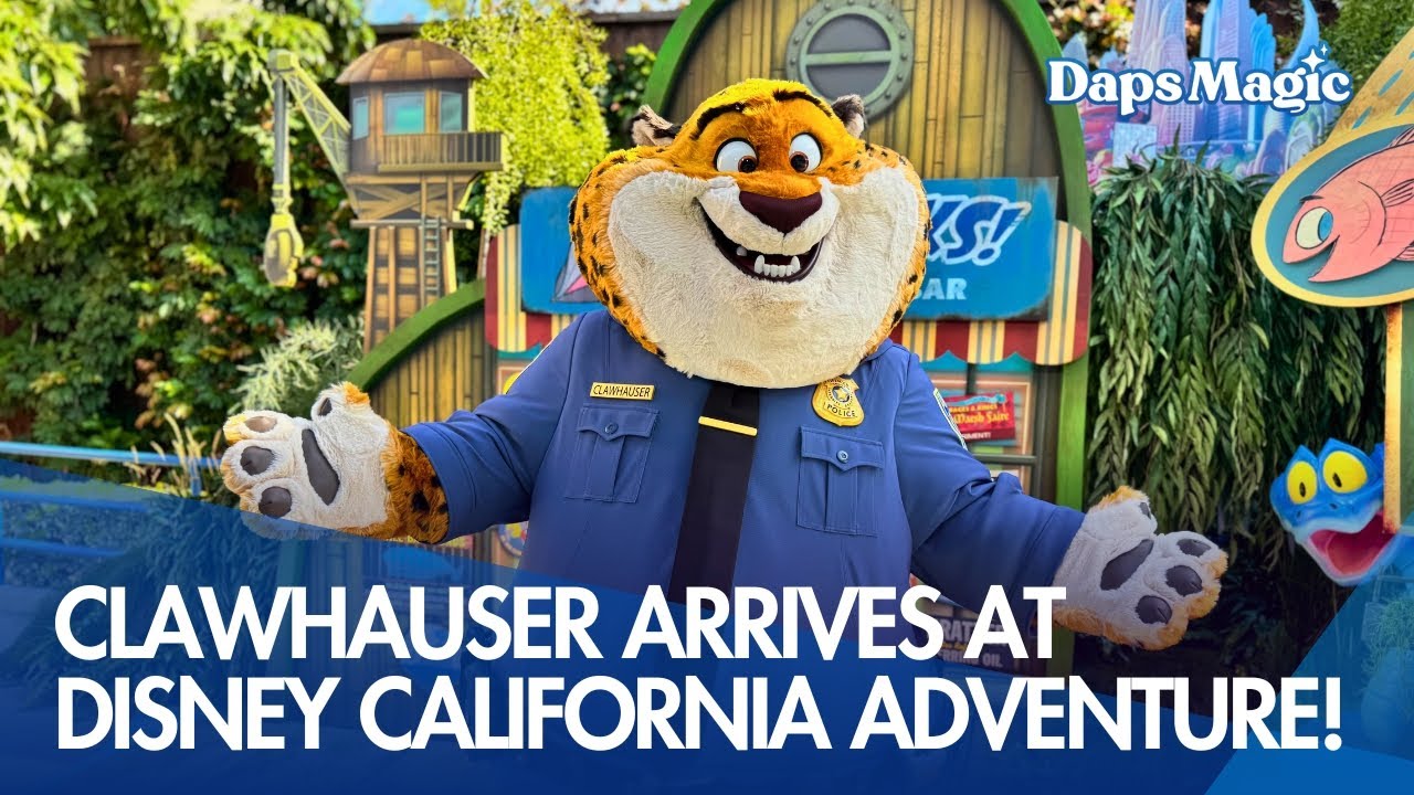 Clawhauser Arrives at Disney California Adventure! 4K - YouTube