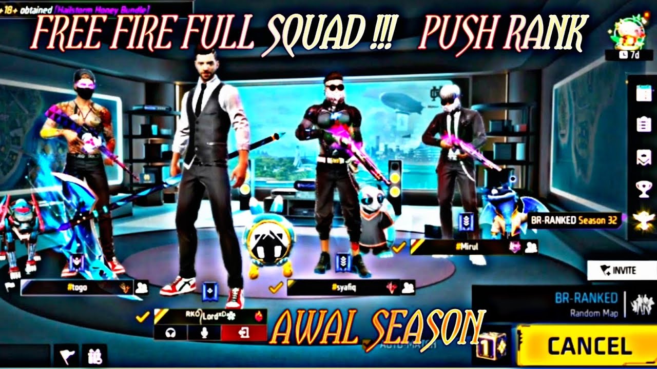 FREE FIRE FULL SQUAD !!! PUSH RANK AWAL SEASON - YouTube