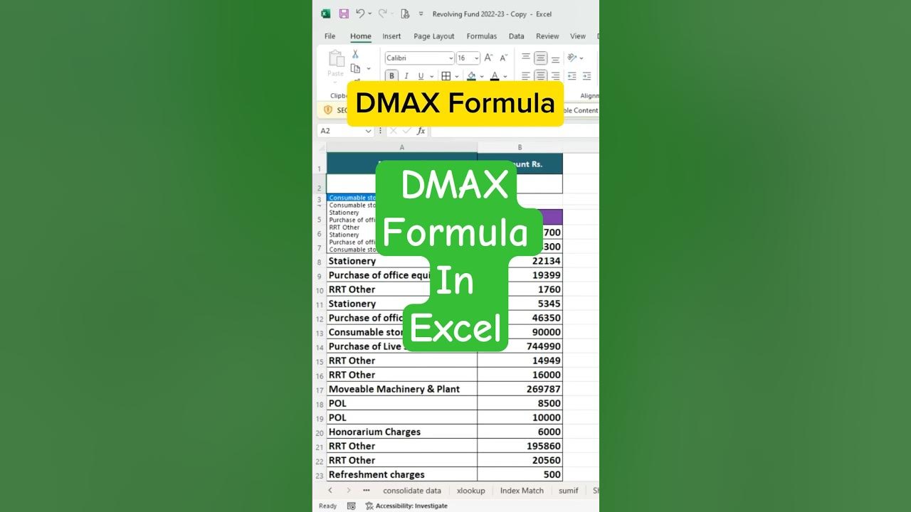DMAX Formula in Excel - YouTube