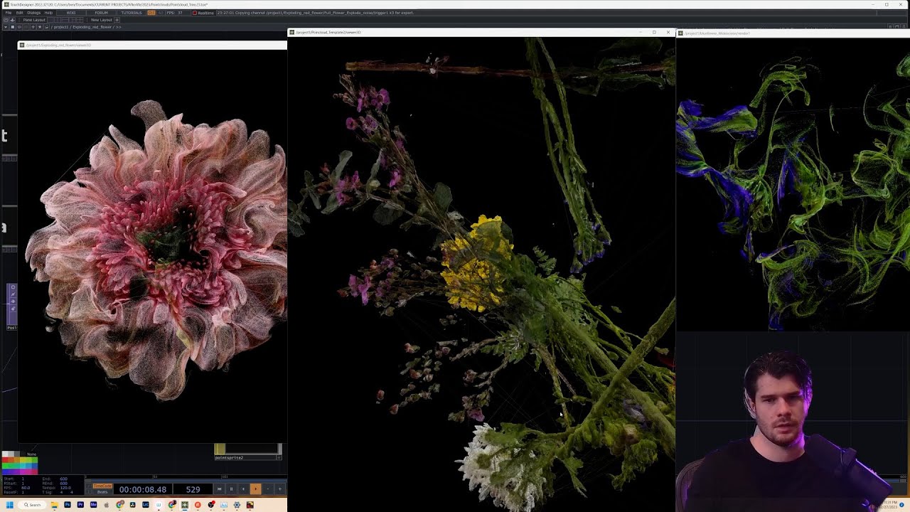 Point Clouds Part 2 Exploding Flowers Touchdesigner Work Stream Youtube