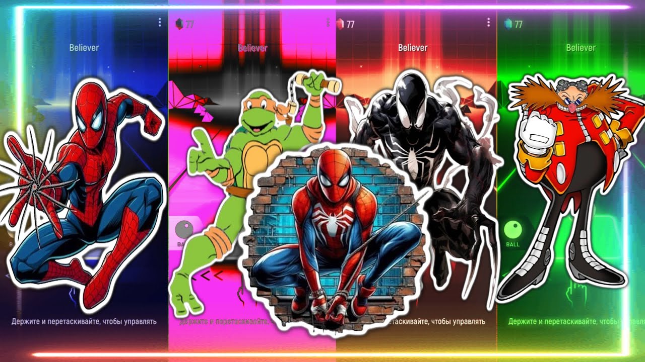 Spiderman- Ninja turtles- Venom - Doctor Eggman- Tiles Hop EDM Rush ...